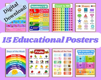 Alphabet Educational Poster, Digital Download, Homeschool Prints ...
