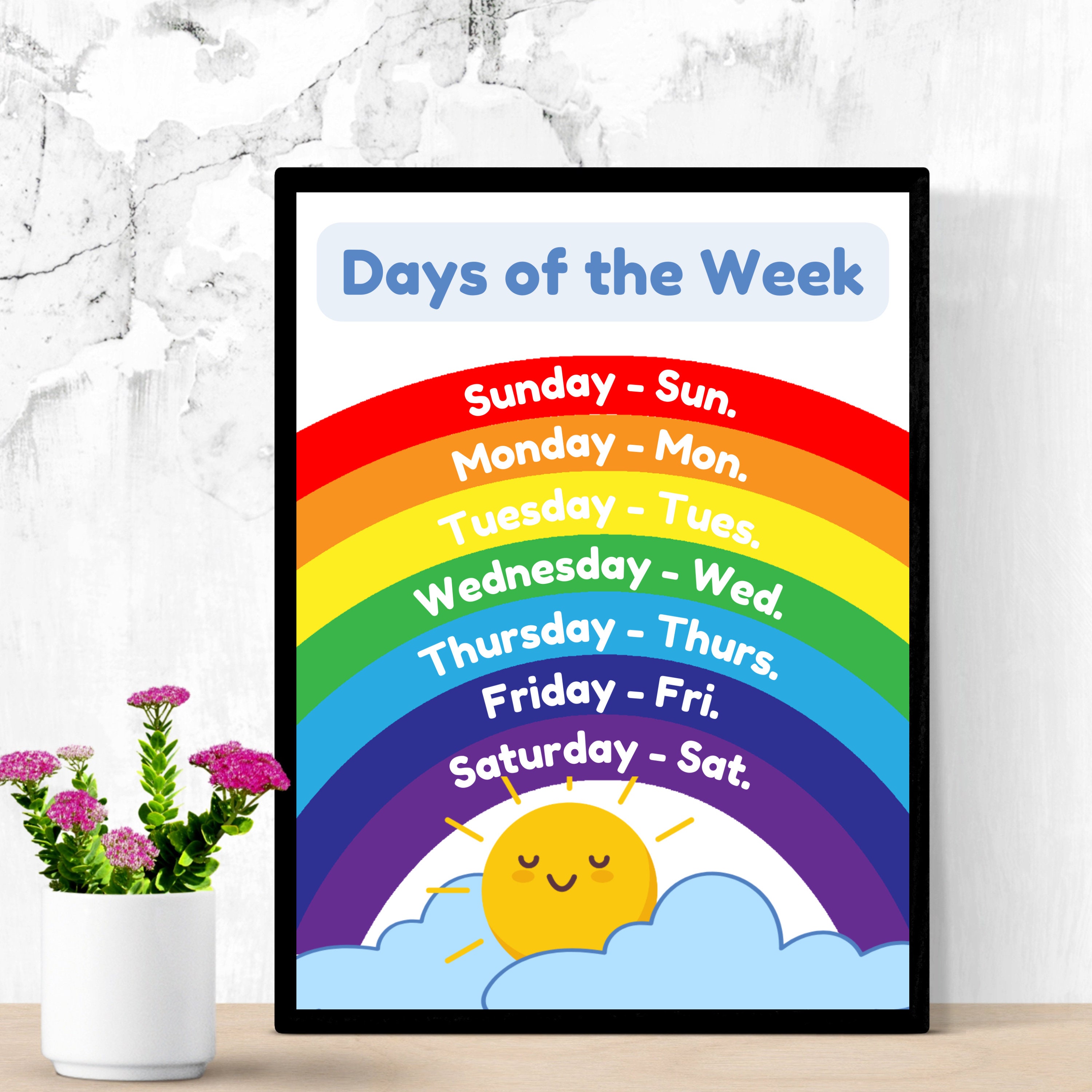 Days of the Week Poster, Digital Download, Homeschool Education ...