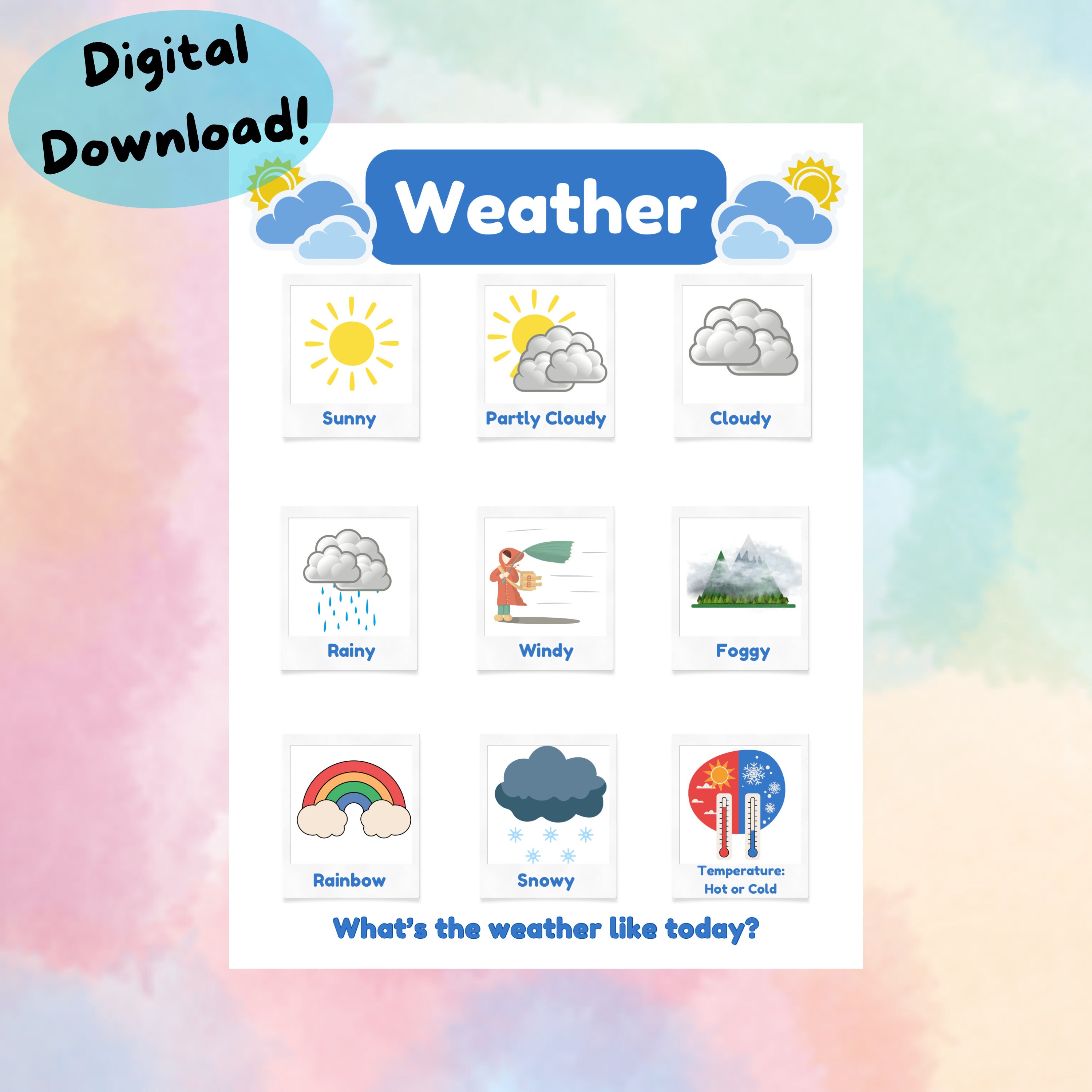 Weather Poster, Digital Download, Homeschool Education, Classroom Decor ...