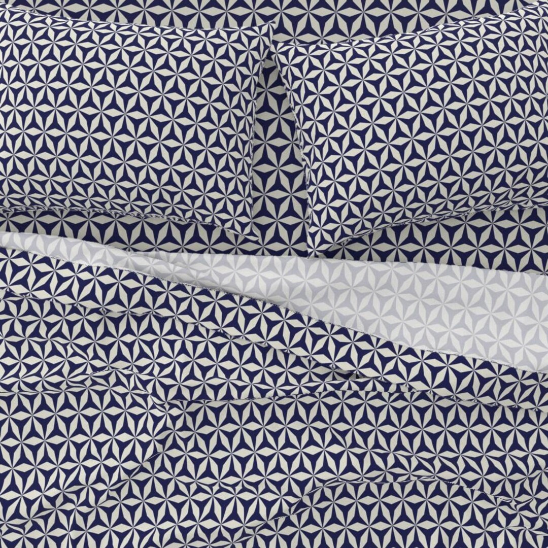 Modern Farmhouse Origami Sheet Set, Marrakesh Navy and White Bedding ...