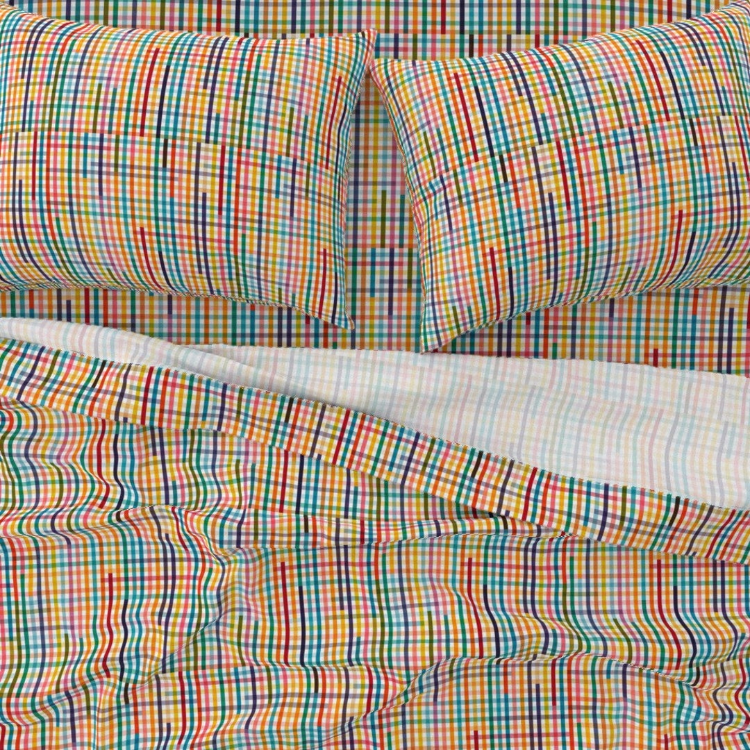 Plaid Sheets, Modern Multi Colored Sheet Set for Farmhouse or Dorm ...