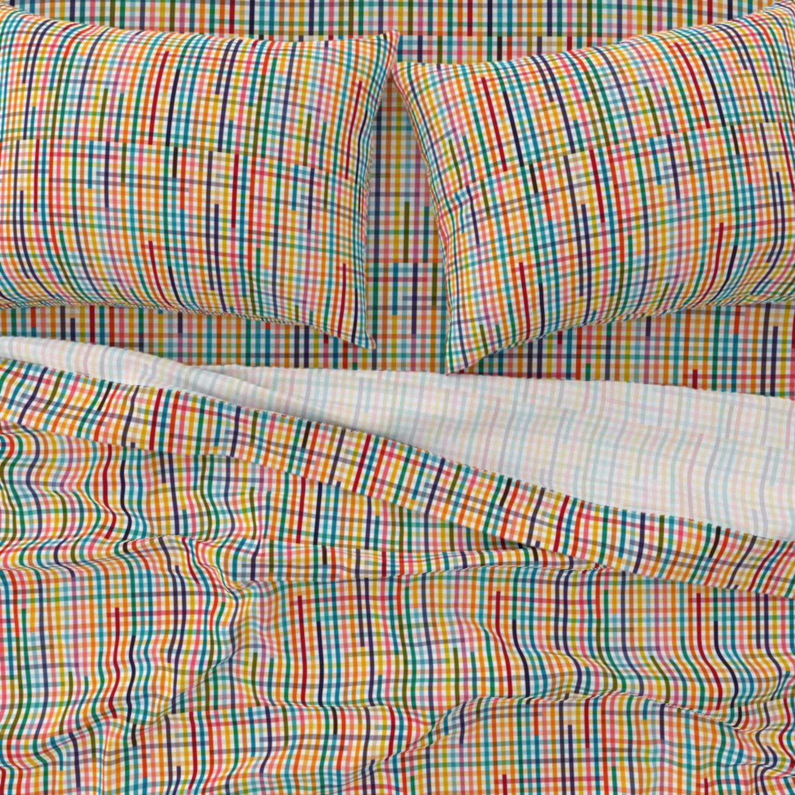 Plaid Sheets, Modern Multi Colored Sheet Set for Farmhouse or Dorm ...