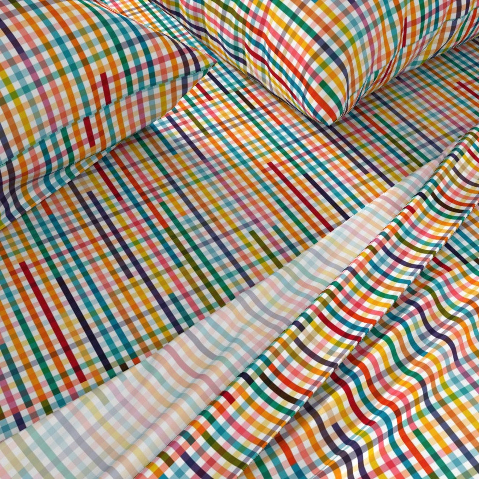 Plaid Sheets, Modern Multi Colored Sheet Set for Farmhouse or Dorm ...