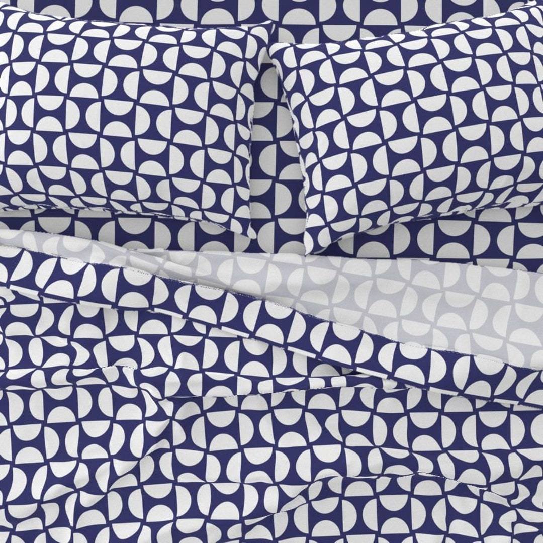 Modern Bauhaus Sheet Set, Blue Retro Bed Sheets for Farmhouse Decor ...