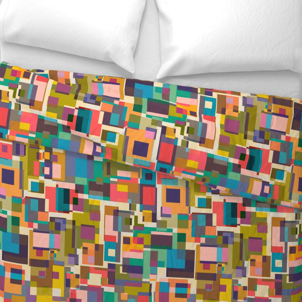 Retro Modern Duvet Cover, Sixties Style, Abstract Modern Decor, Boho ...