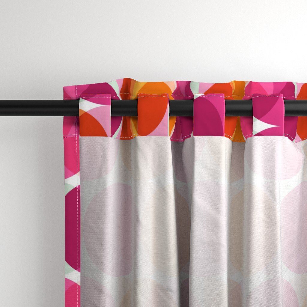 Mid Century Modern Curtains, Retro Raspberry and Orange Geometric ...
