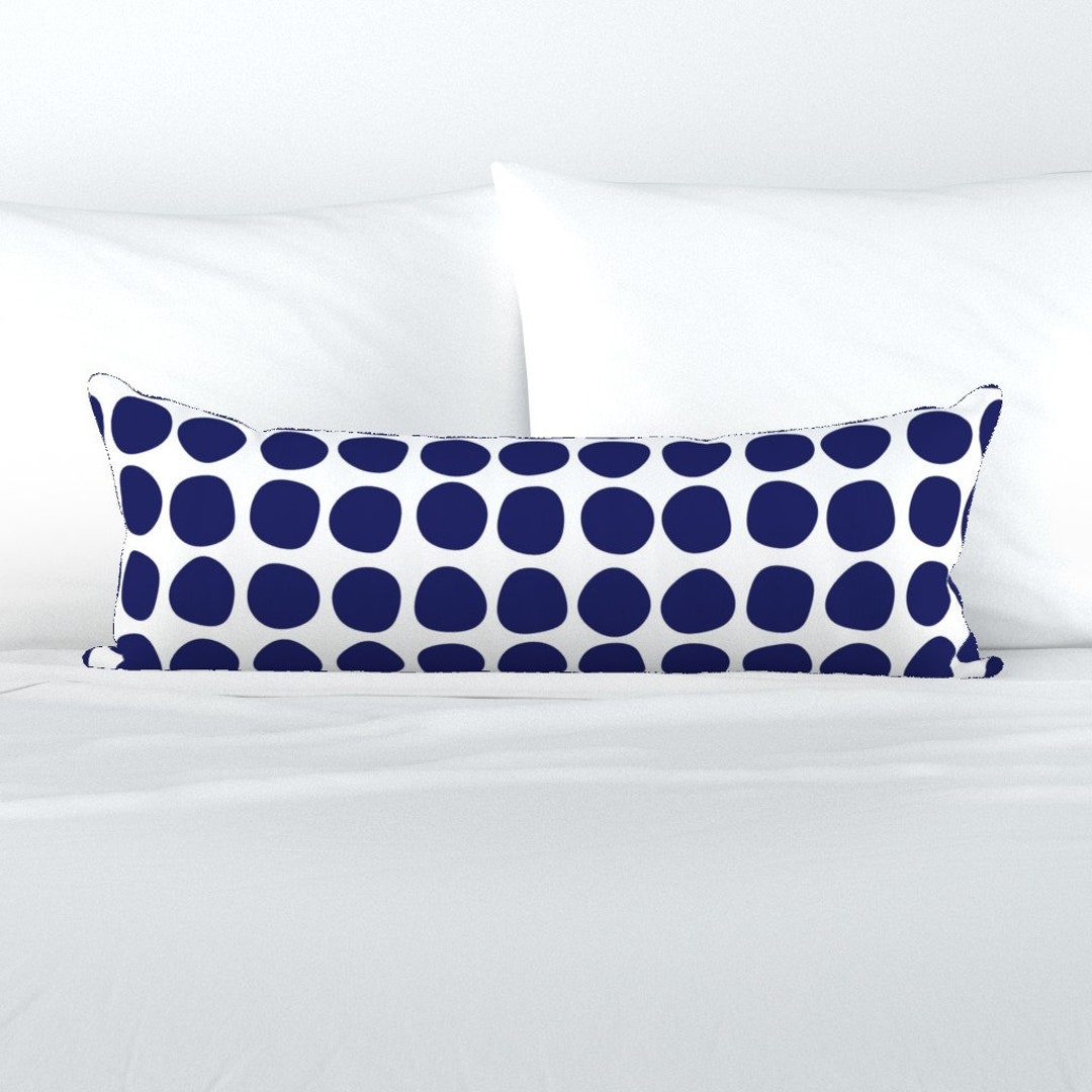 Modern Long Lumbar Pillow in Blue and White Pattern, Throw Pillow, Toss ...