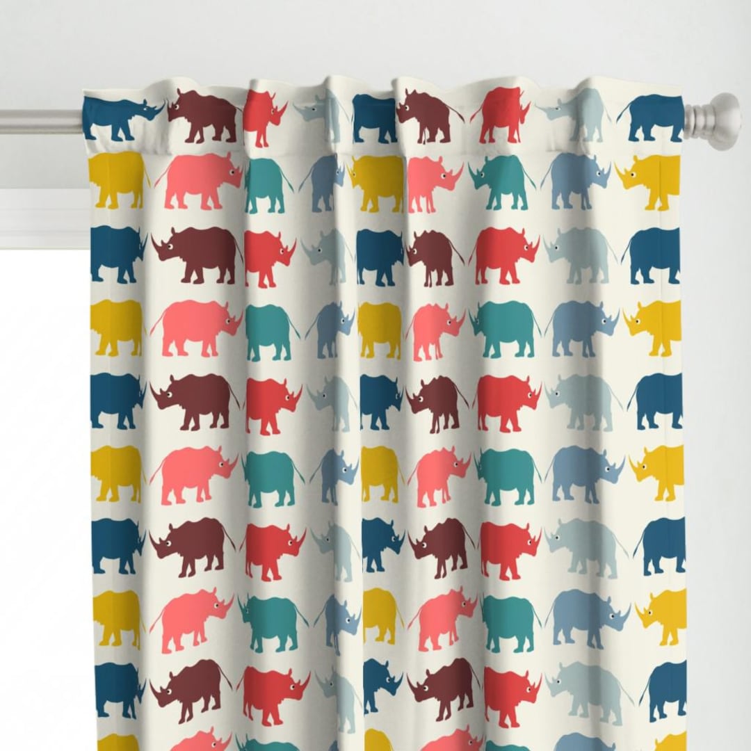 Save the Rhino Kid's Curtains, African Safari Window Treatments ...