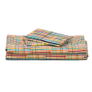 Plaid Sheets, Modern Multi Colored Sheet Set for Farmhouse or Dorm ...
