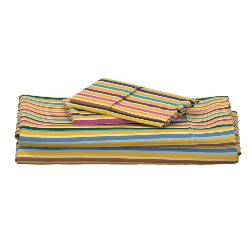 Summer Stripe Jewel Tone Colorful Sheet Set, Mid Century Decor, Lux ...