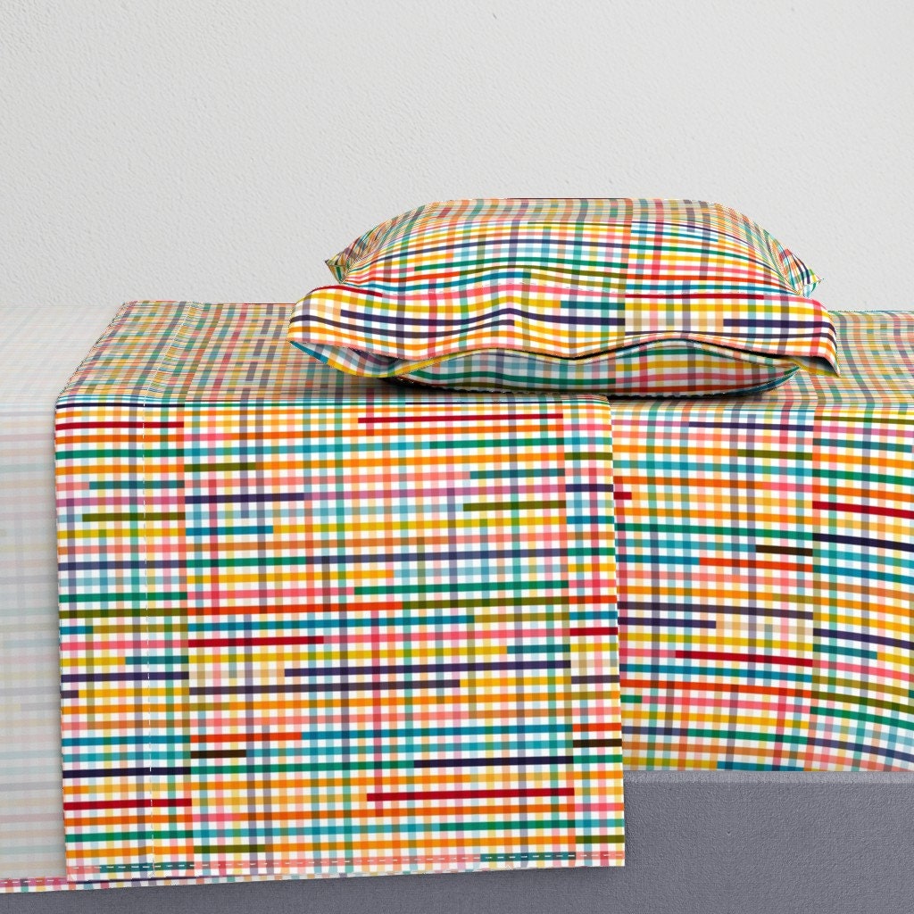 Plaid Sheets, Modern Multi Colored Sheet Set for Farmhouse or Dorm ...
