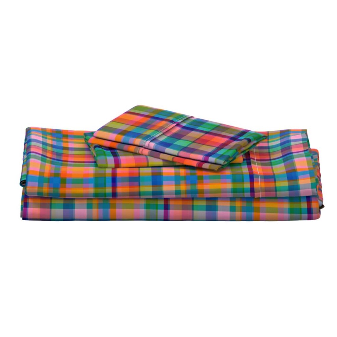 Bright Plaid Collegiate Bed Sheets, Sheet Set, Retro Chic, Bohemian ...