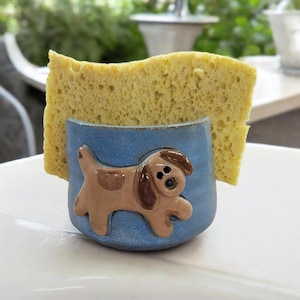Handmade Pottery of a Dog Sponge Holder, Perfect for the Your Kitchen ...