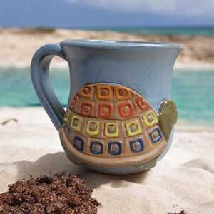 Turtle Mug With A Rainbow Shell. Handmade Pottery. Perfect Gift for ...
