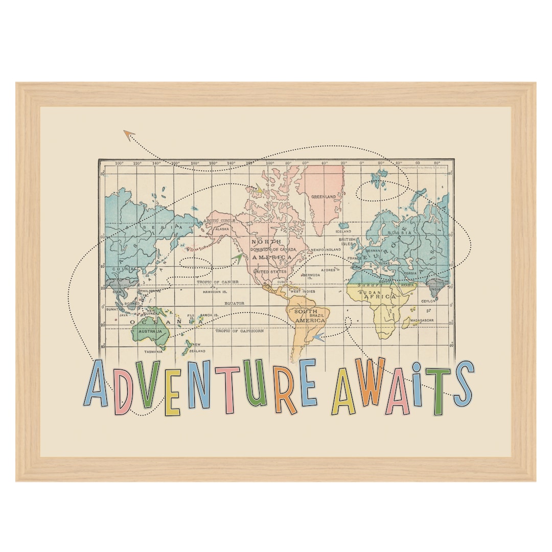 Adventure Awaits World Map for Kids: Nursery Wall Art by Wendy Gold - Etsy