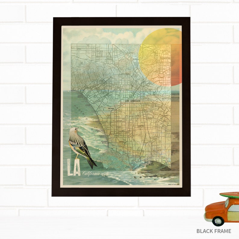 Los Angeles Vintage Map Art LA Map Fine Art Print | Etsy
