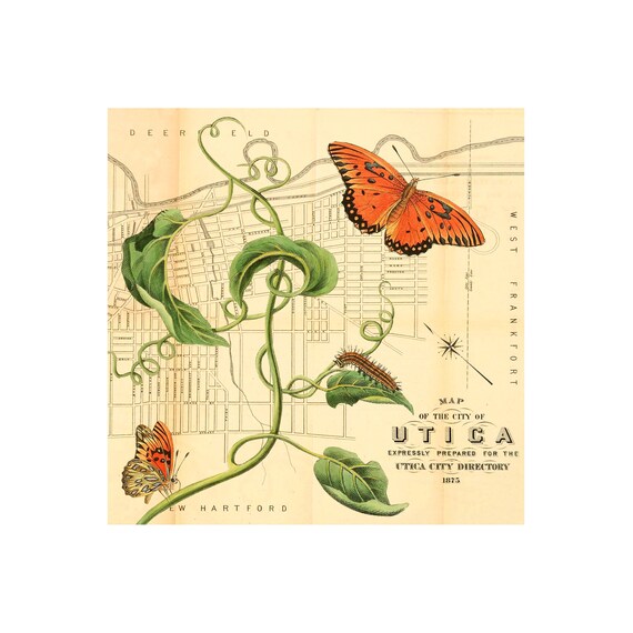 Metamorphosis Map Art Collage Print 10x10 Collaged Map Art | Etsy