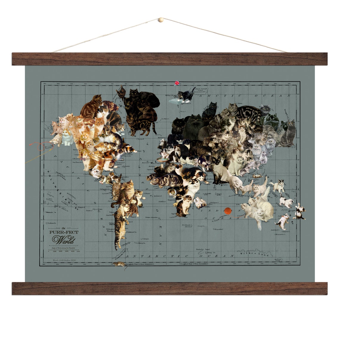 Cat Map of the World Hanging Canvas Print Cat Decor Cat - Etsy