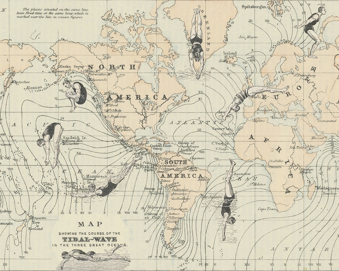 Swimming Map Art Collage Print, 10x8 Collaged Swim Map Art Print - Etsy