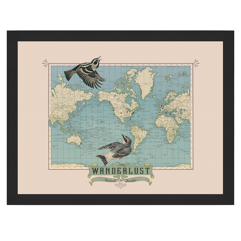 Personalized Wanderlust World Pushpin Travel Map - Etsy