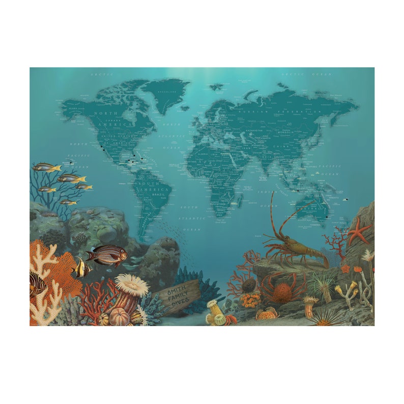 Personalized Scuba Diving World Push Pin Travel Map Scuba - Etsy