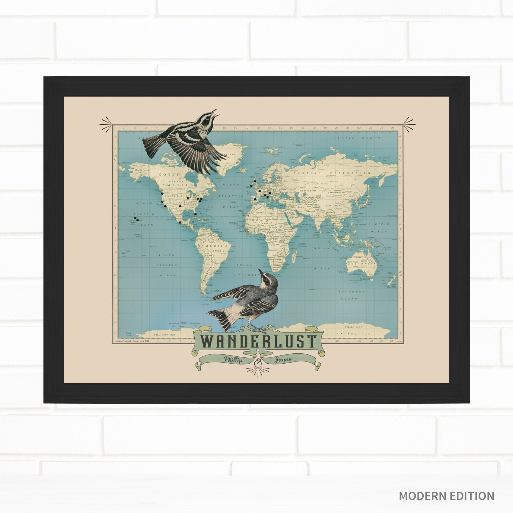 Personalized Wanderlust World Pushpin Travel Map | Etsy