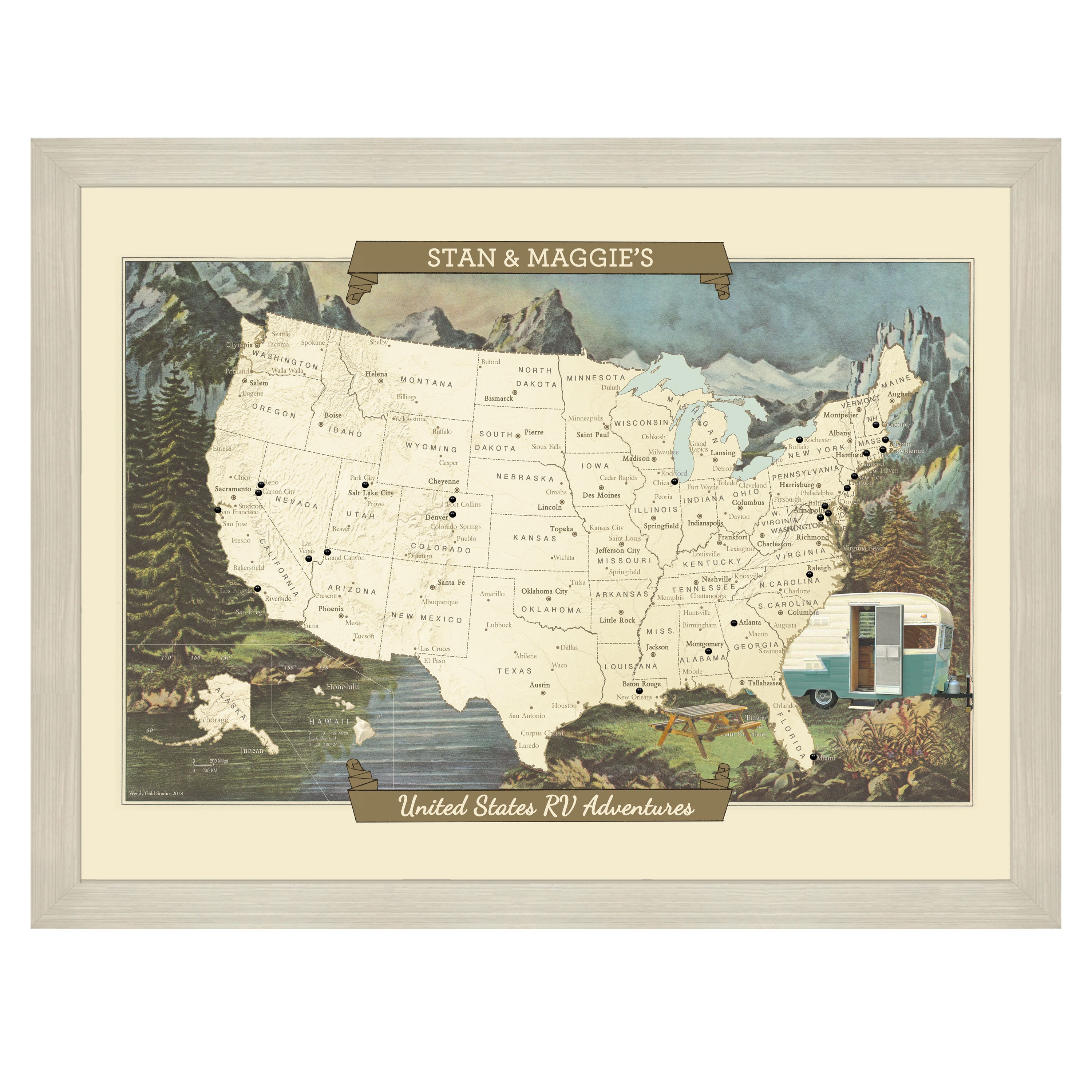 Personalized RV Camping Push Pin Travel Map: USA Road Trip Gift - Etsy