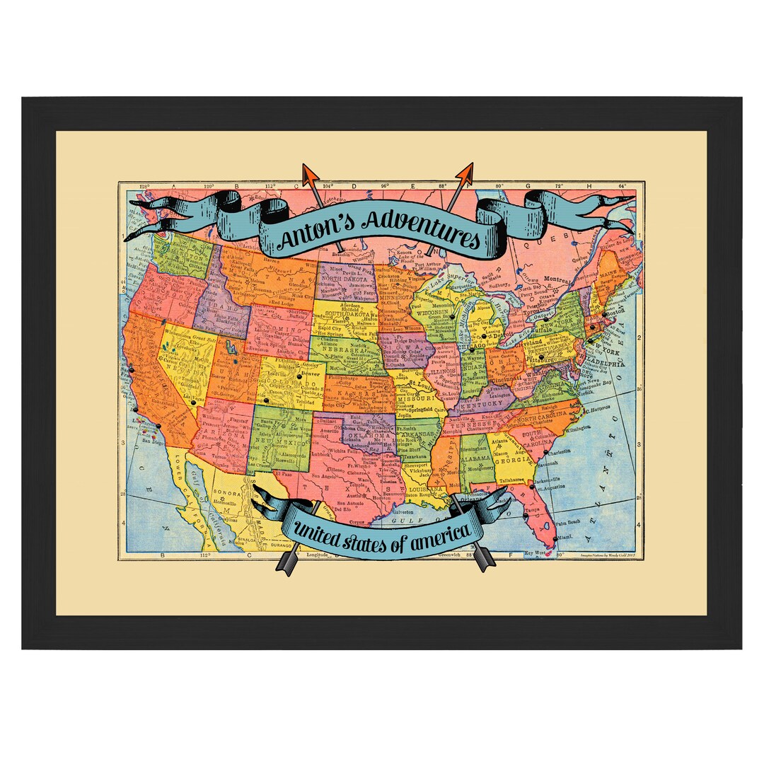 Personalized USA Adventures Pushpin Travel Map - Etsy