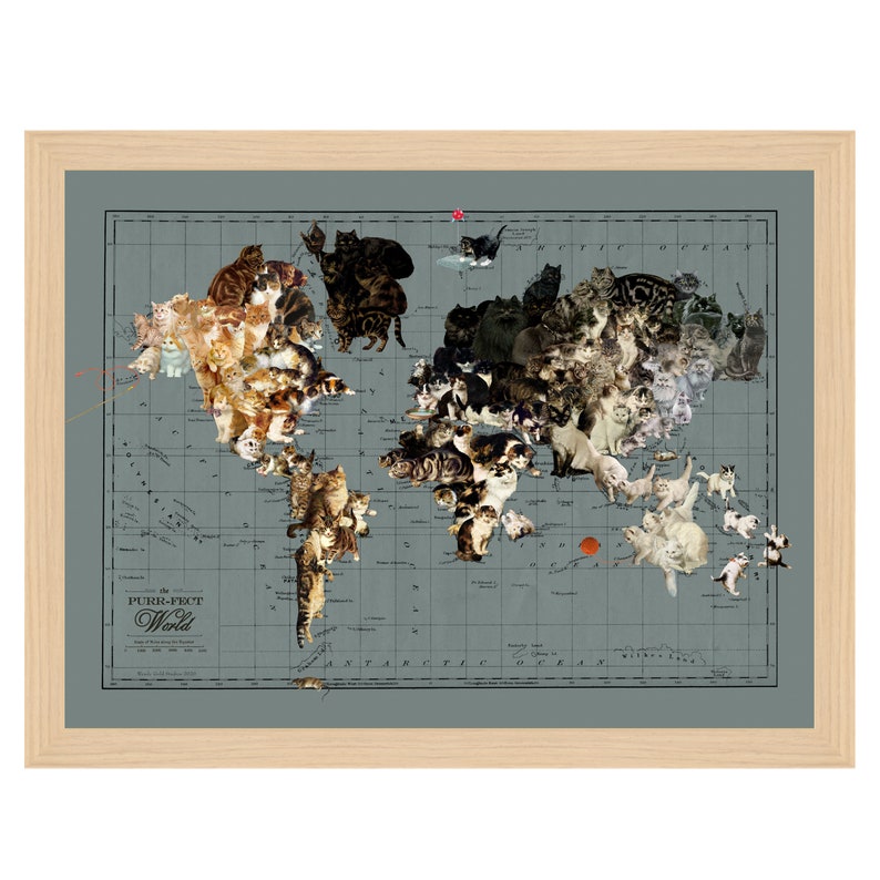 Cats Map of the World Map Art Print by Wendy Gold Cat World - Etsy