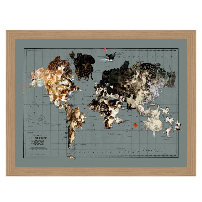 Cats Map of the World Map Art Print by Wendy Gold Cat World - Etsy