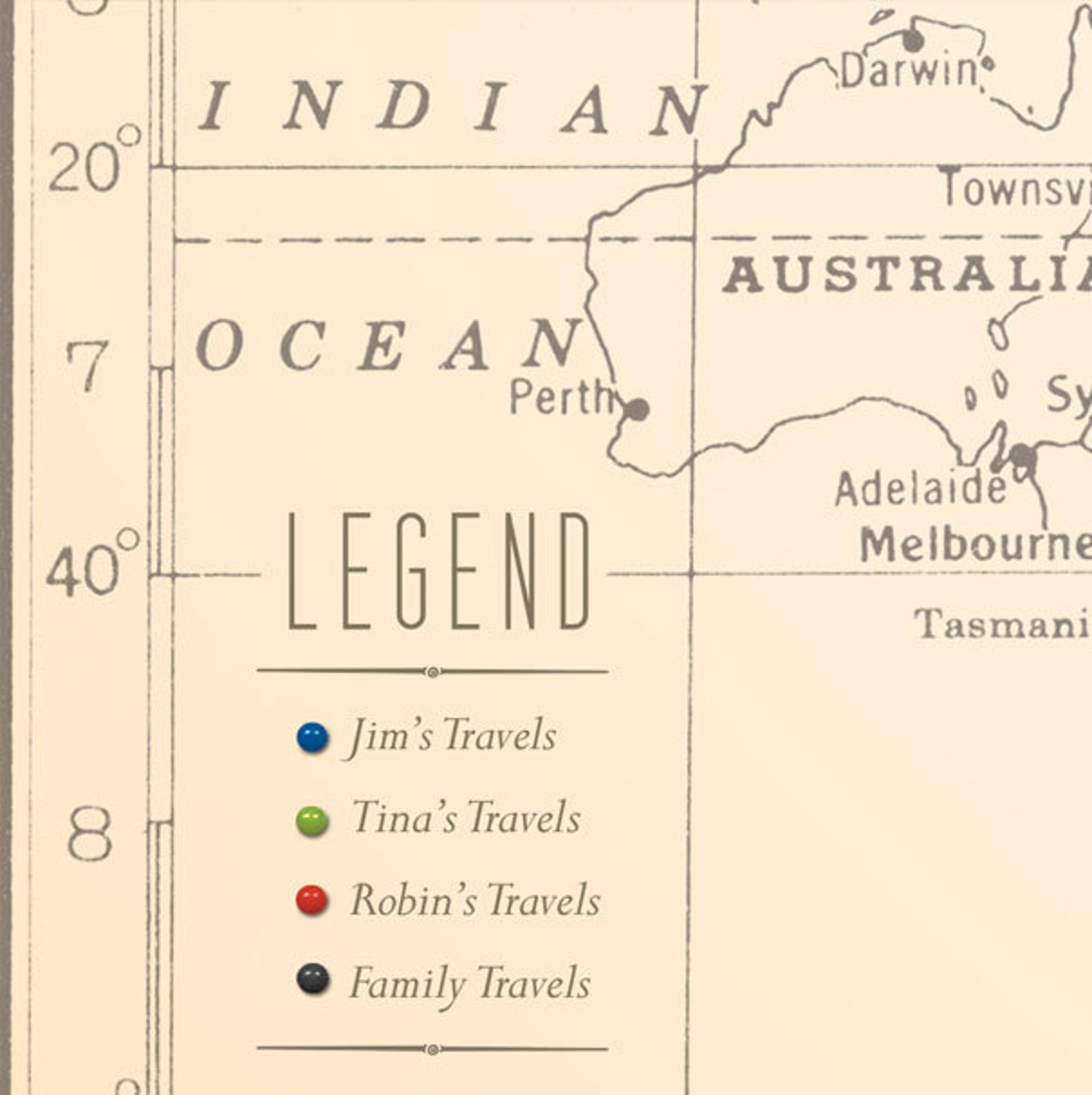 Customized Push Pin Map Legend: Add on Item for Wendy Gold Pin Maps - Etsy