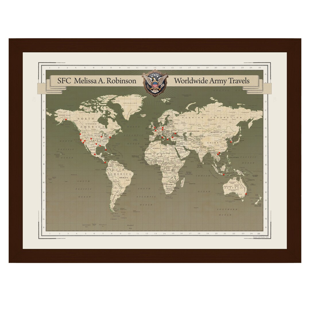 Personalized Army Push Pin Travel Map: Military Retirement Gift - Etsy