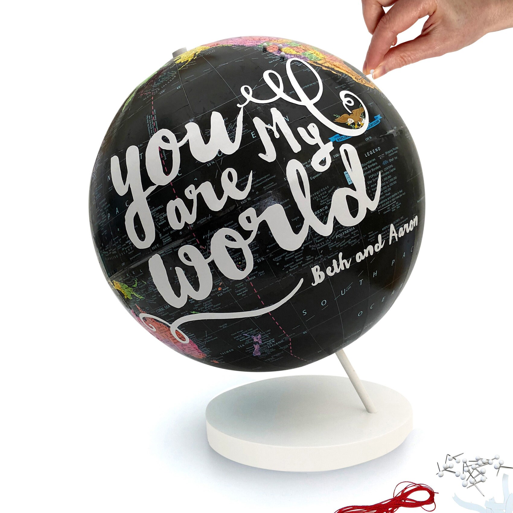 My World Push Pin Globe Travel Globe With Pins Globe Art | Etsy