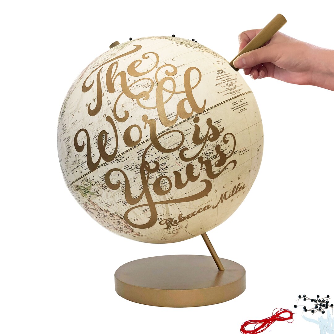Personalized Push Pin Travel Globe: 'the World is Yours' Design - Etsy
