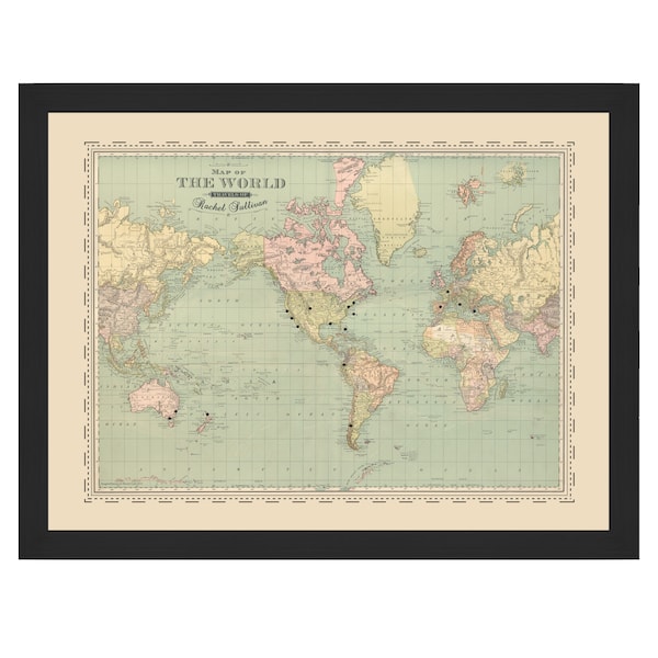 World Map Push Pin - Etsy