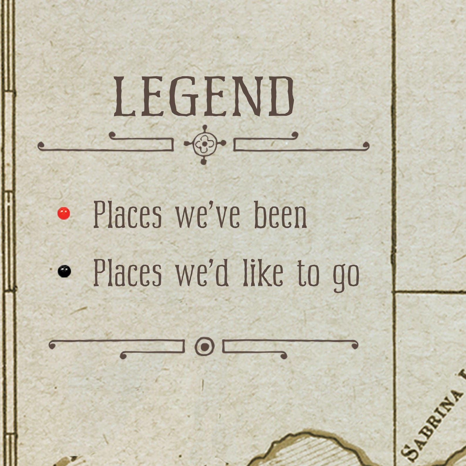 Customized Push Pin Map Legend: Add on Item for Wendy Gold Pin Maps - Etsy