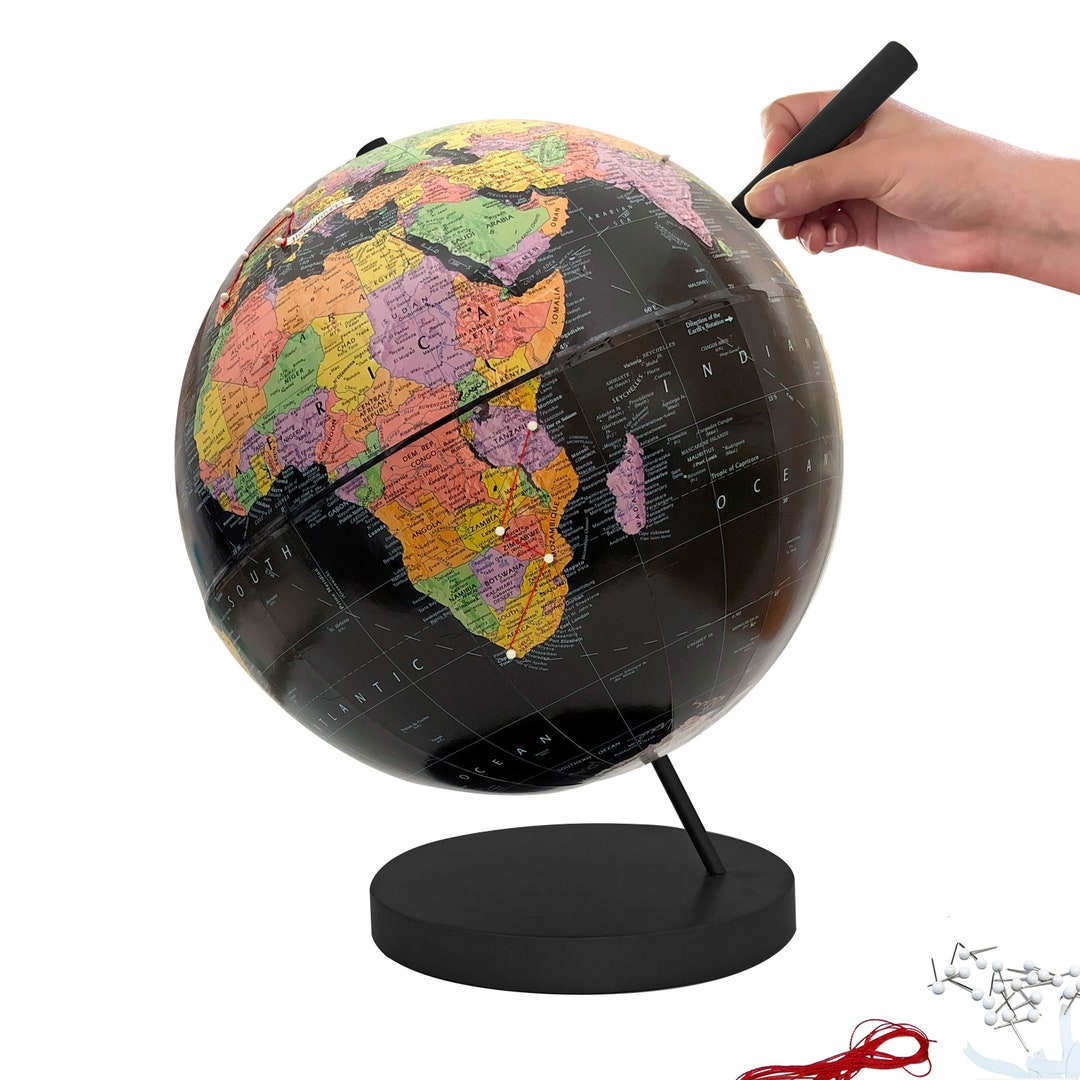 Push Pin Globe Black, Pinnable Globe - Etsy