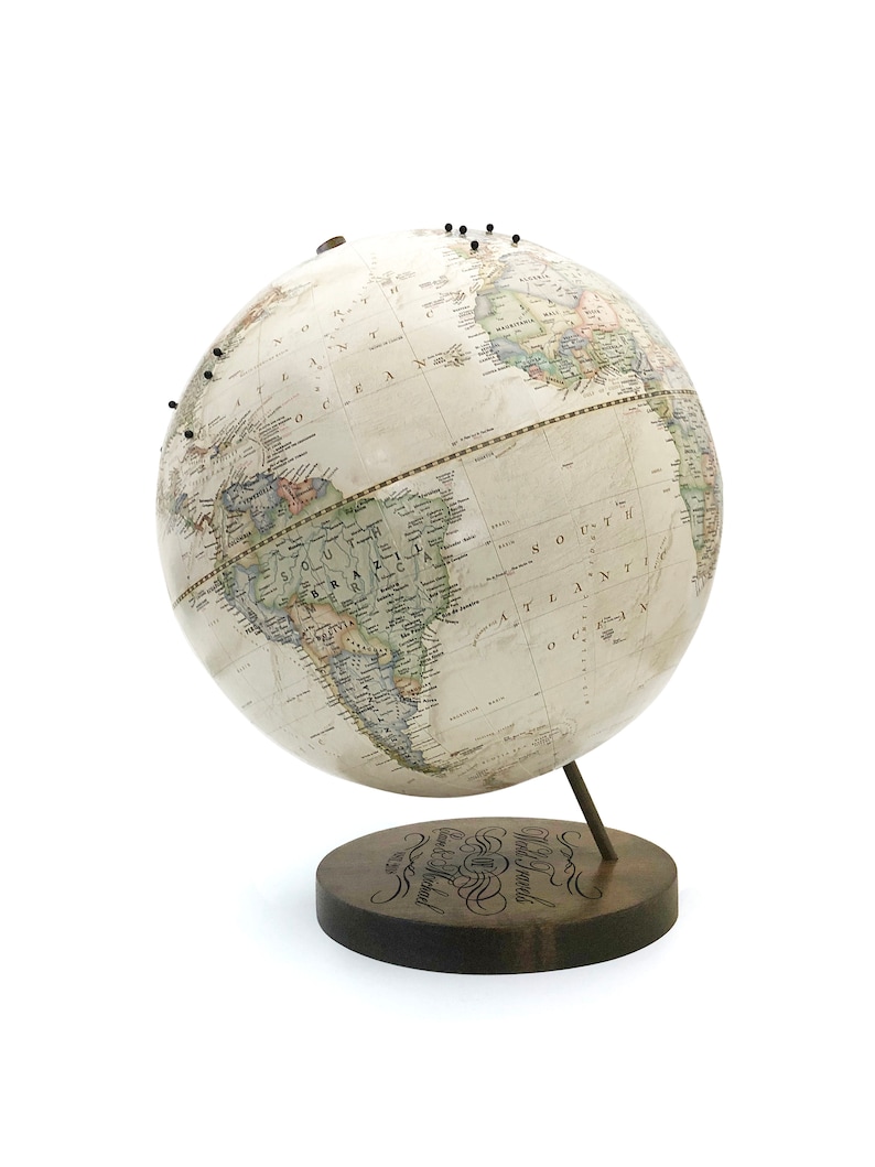 World Travels Custom Engraved Push Pin Globe Anniversary | Etsy