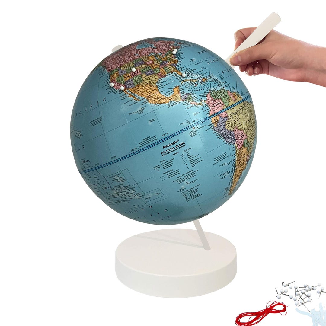 Small Blue Push Pin Globe: 9 Inch Travel World Globe, Dorm Decor - Etsy