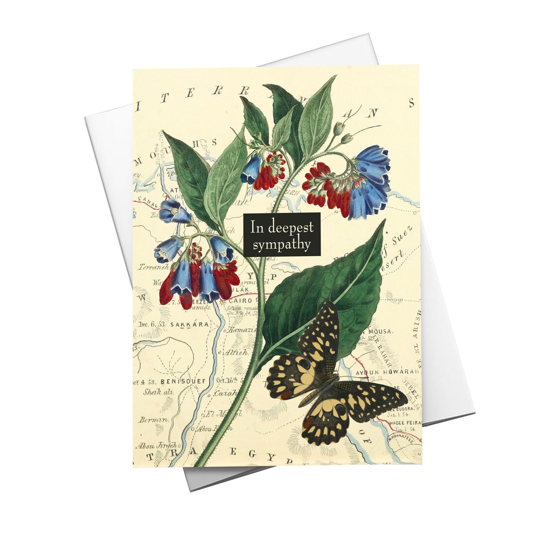 Sympathy Card, Flower Map Art Sympathy Card by Wendy Gold, Blank ...