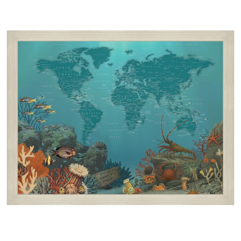 Personalized Scuba Diving World Push Pin Travel Map Scuba - Etsy