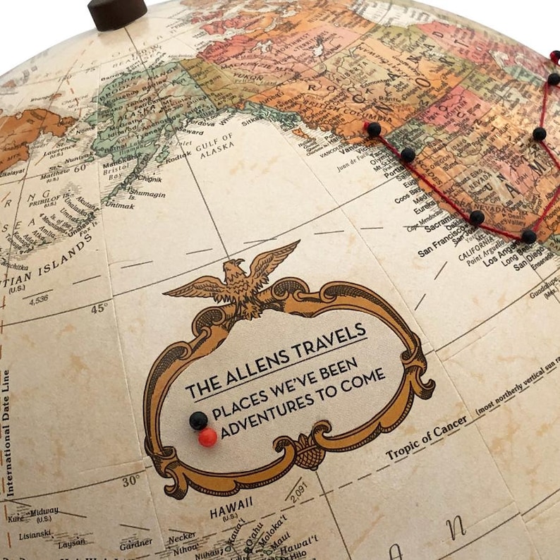 Personalized Antique Push Pin Globe Custom World Globe With | Etsy