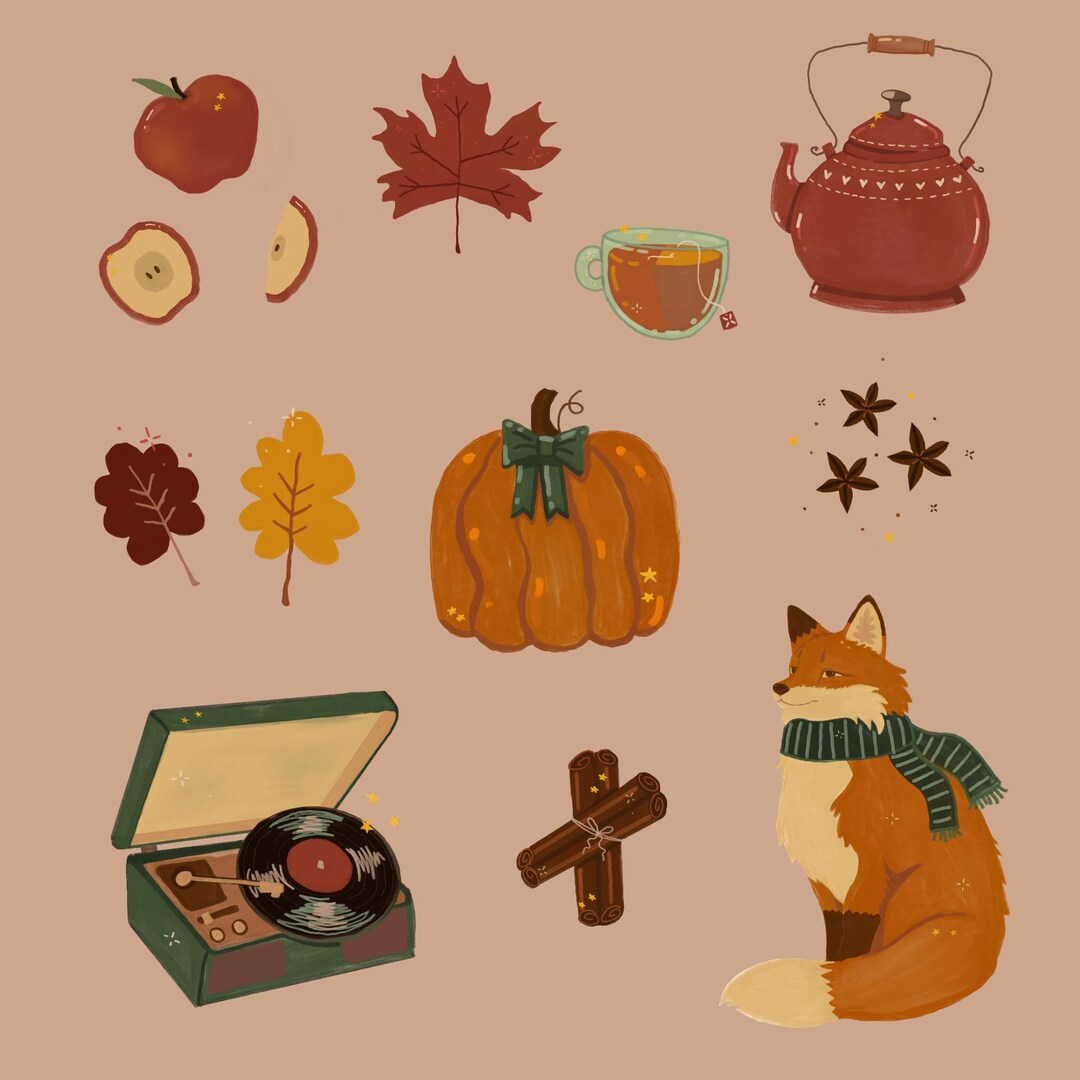 Retro Fall Clip Art Bundle / 10 Piece Handdrawn PNG Files - Etsy