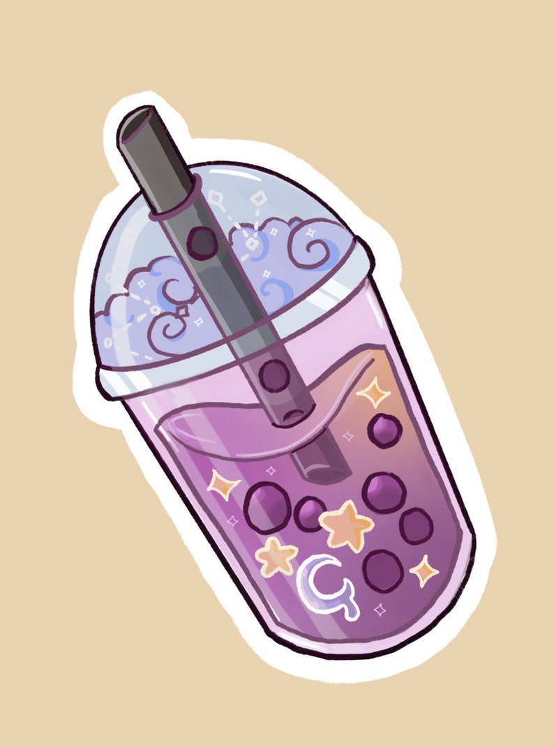 Hand Drawn Space Boba Sticker - Etsy