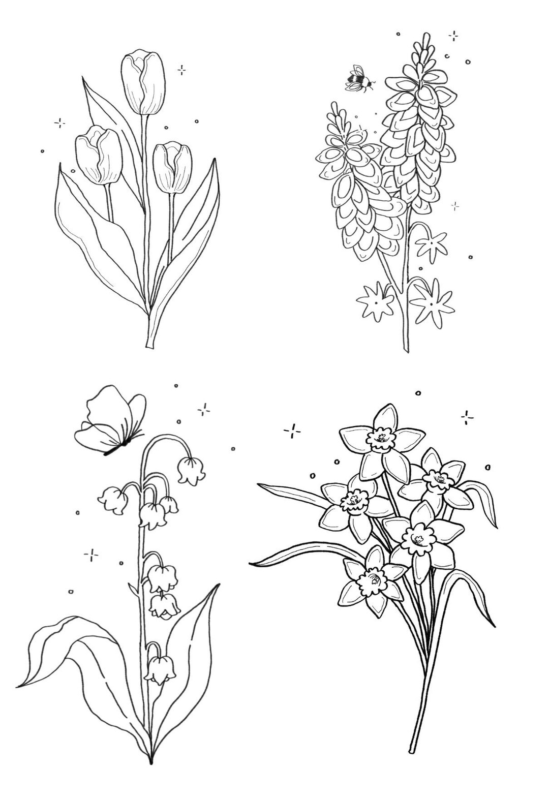 Hand Drawn Wild Flower Templates - Etsy