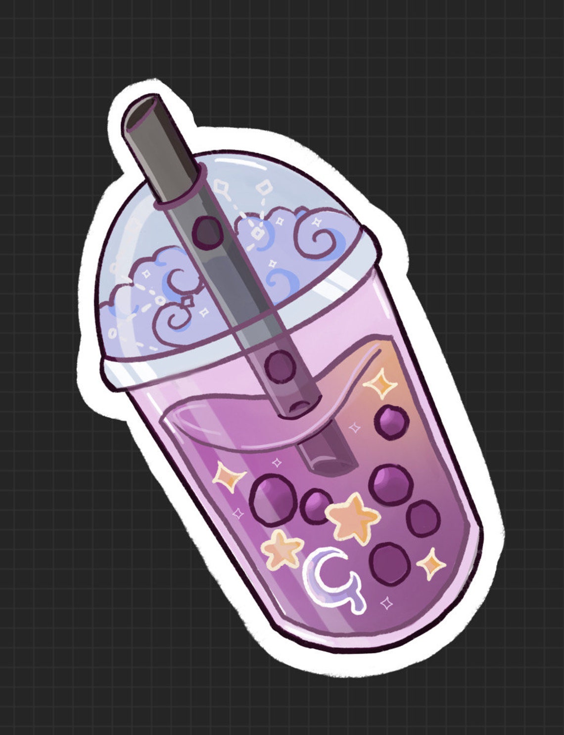 Hand Drawn Space Boba Sticker - Etsy