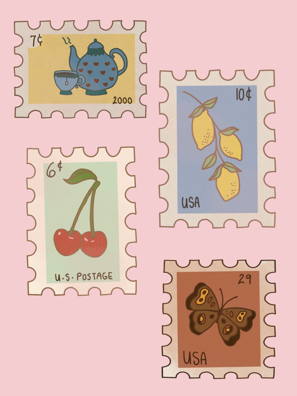 Hand-drawn Postal Stamp Clip Art - Etsy