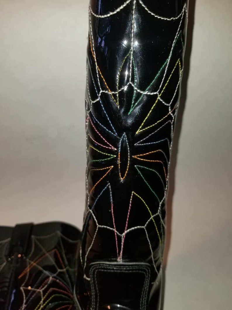 1980s Black Patent Leather Spider Web Cowboy Boots Made in - Etsy UK