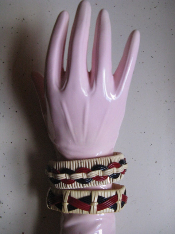 Vintage 1940s 1950s pair of camp plastic wrapped brac… - Gem