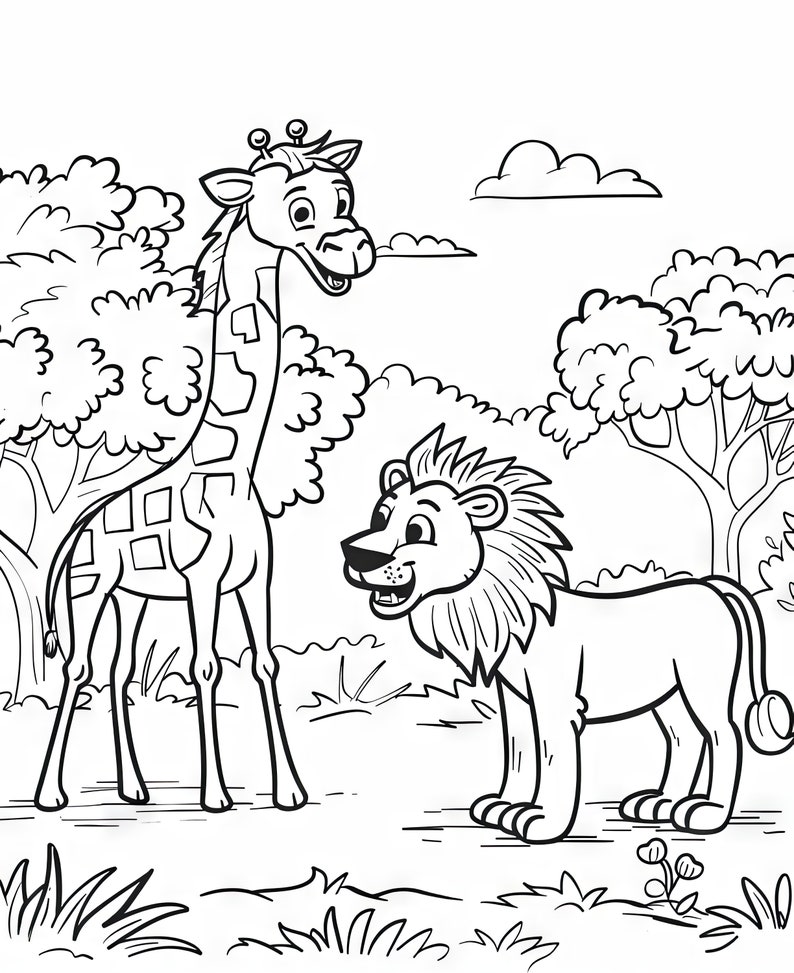 Giraffe Coloring Etsy